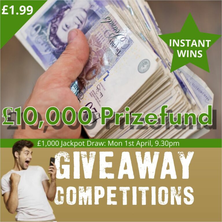 £10,000 Prize Fund £1000 Jackpot + 105 Instant Wins & £100 For Lucky ...