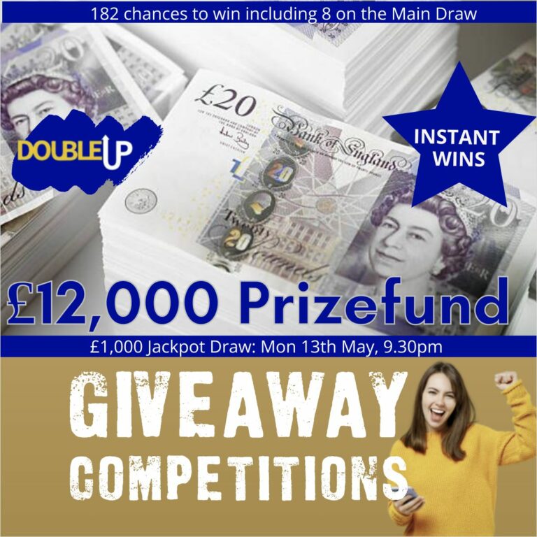 £12,000 Prize Fund £1000 Jackpot + 177 Instant Wins, 3 Double Up ...